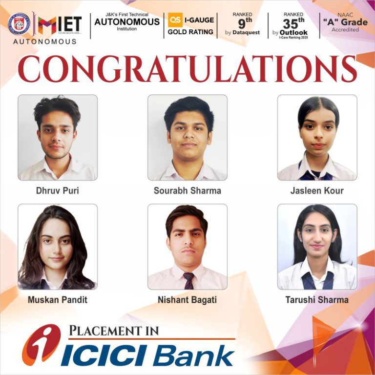 Placement In ICICI Bank - Model Institute of Engineering and Technology